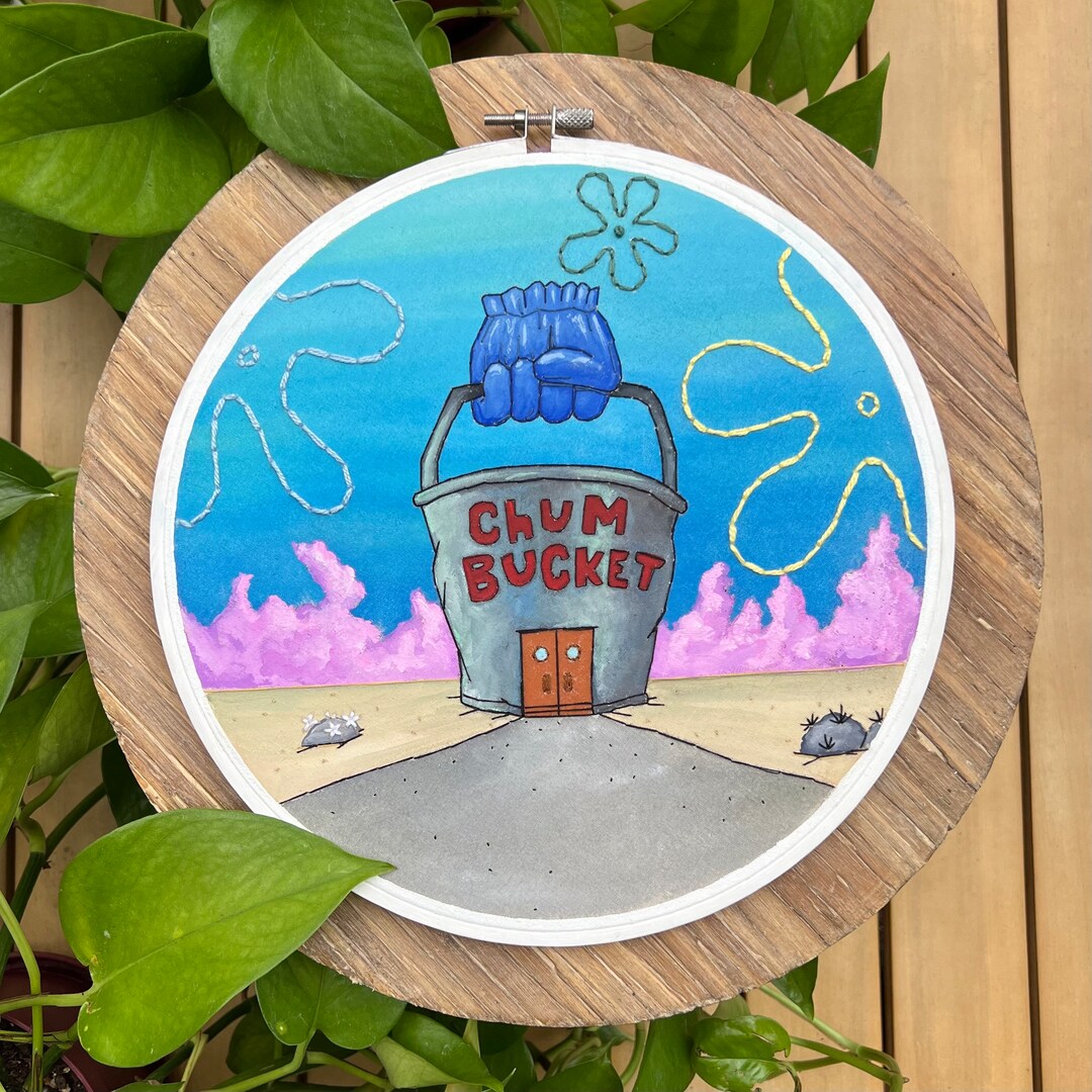 The Chum Bucket Embroidery, Spongebob Squarepants, Plankton, Cartoon ...