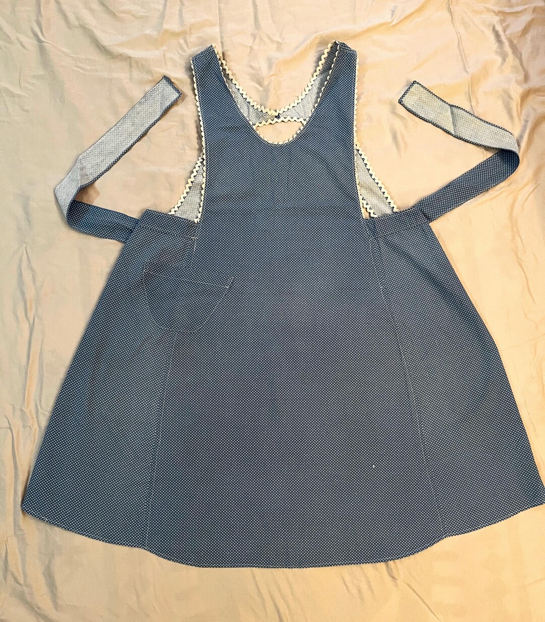 Vintage Polka Dot Blue Apron Smock Rick Rack Trim - Etsy