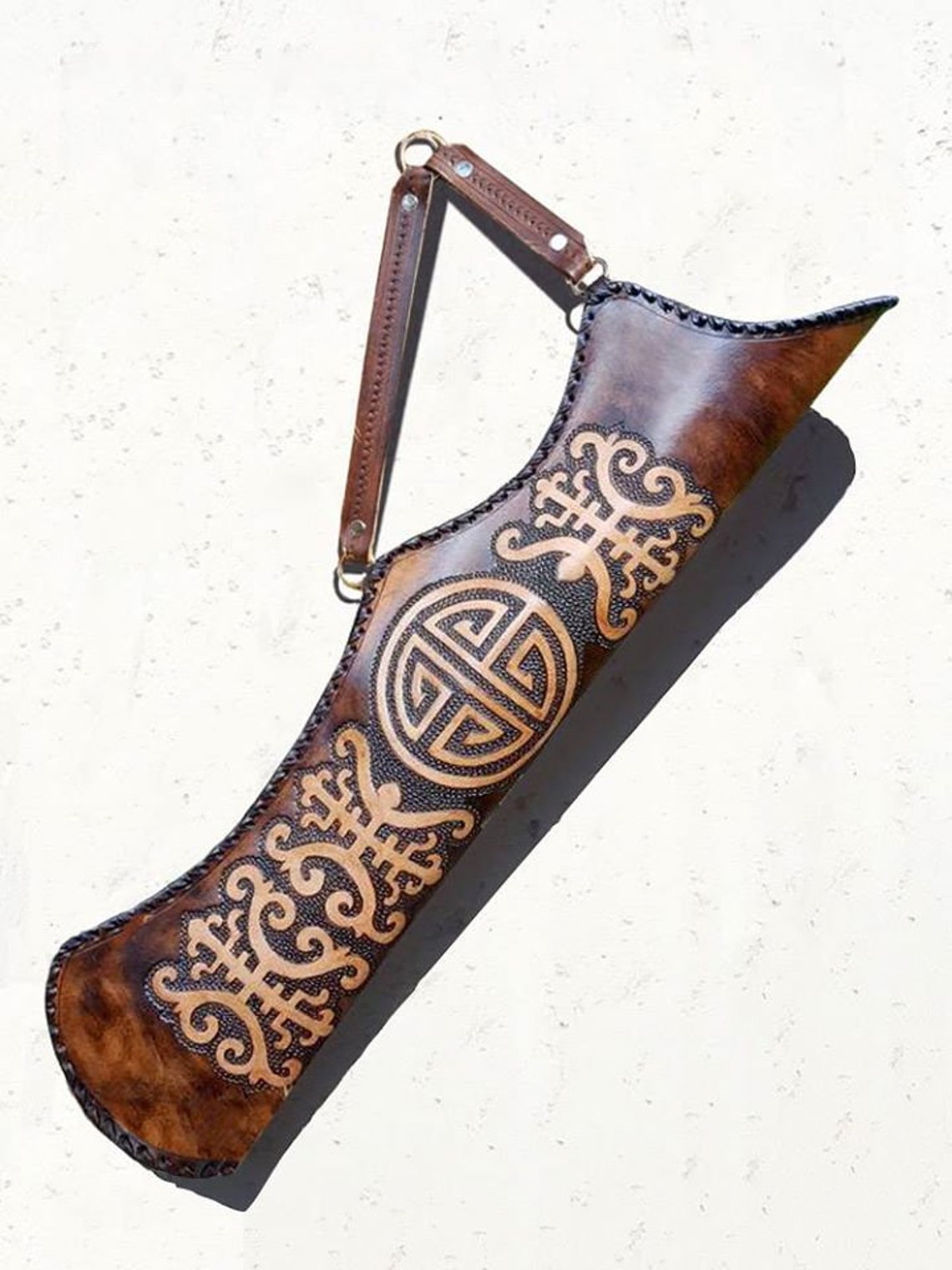Quiver Leather With Mongol Endless Knot Pattern According to | Etsy