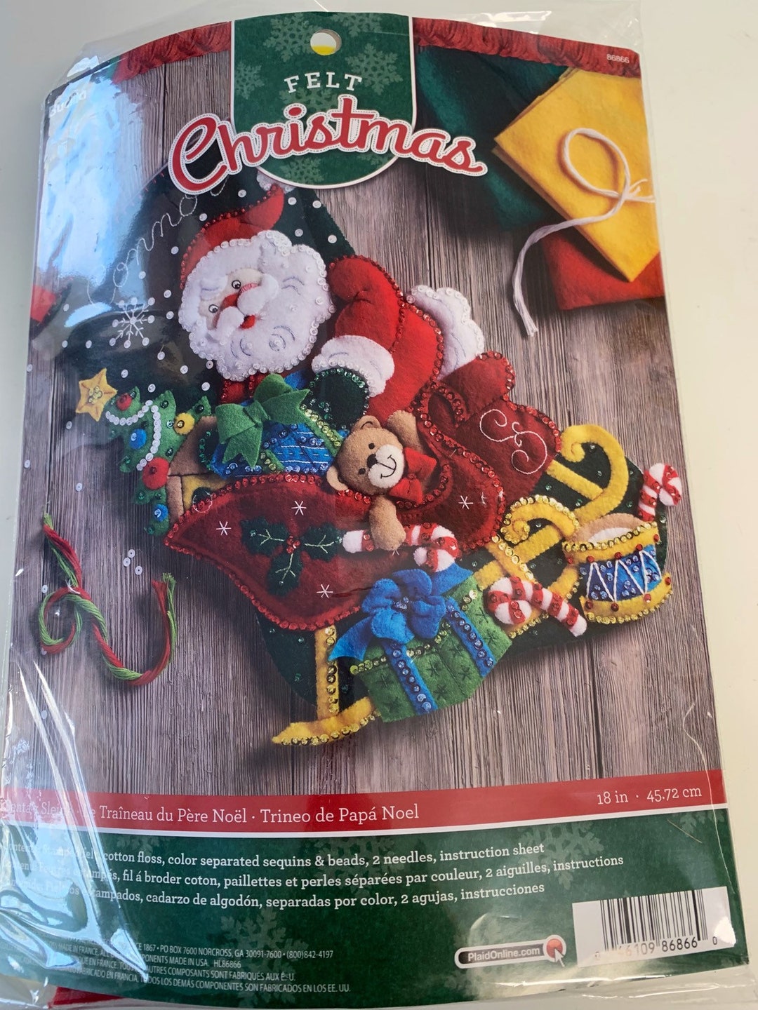NEW Sealed Bucilla Santa's Sleigh Stocking KIT 18" From 2017 Kit ...