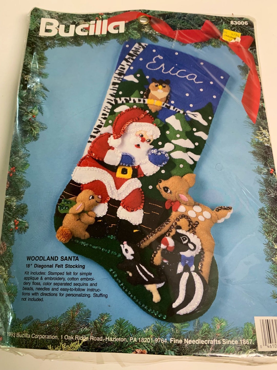 NEW Sealed Vintage Bucilla Woodland Santa With Forest Friends Stocking ...