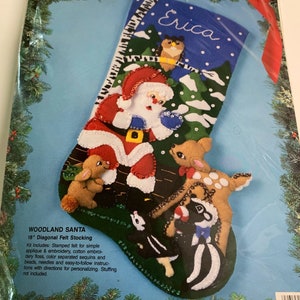 NEW Sealed Vintage Bucilla Woodland Santa With Forest Friends Stocking ...