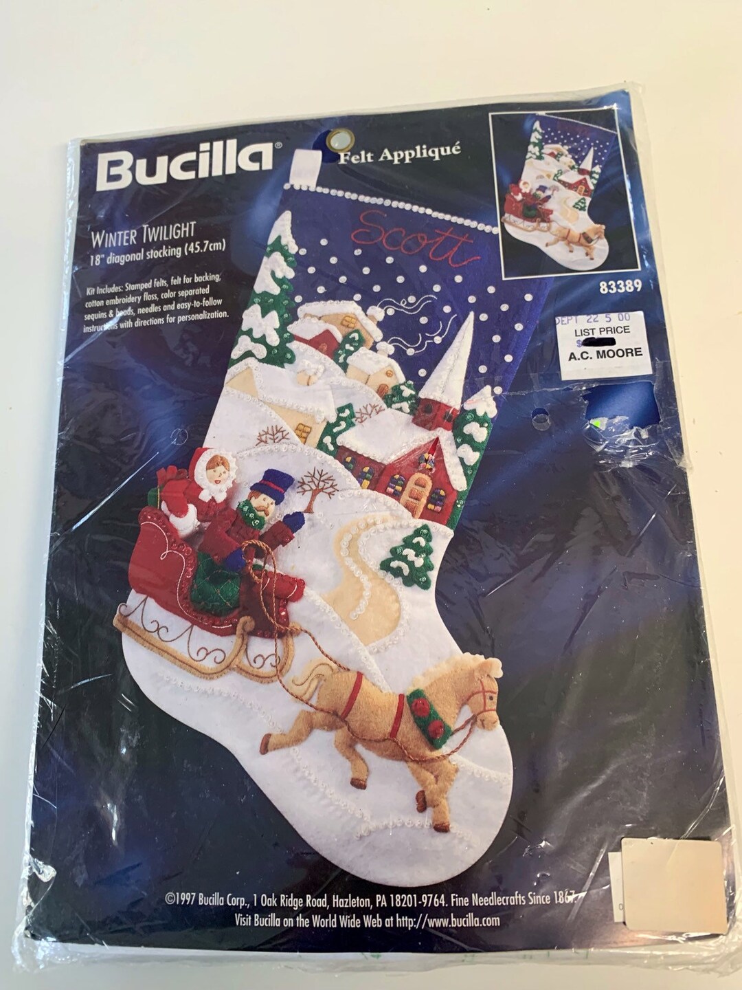 NEW Sealed Bucilla Winter Twilight Stocking Kit 18" Kit # 83389 From ...
