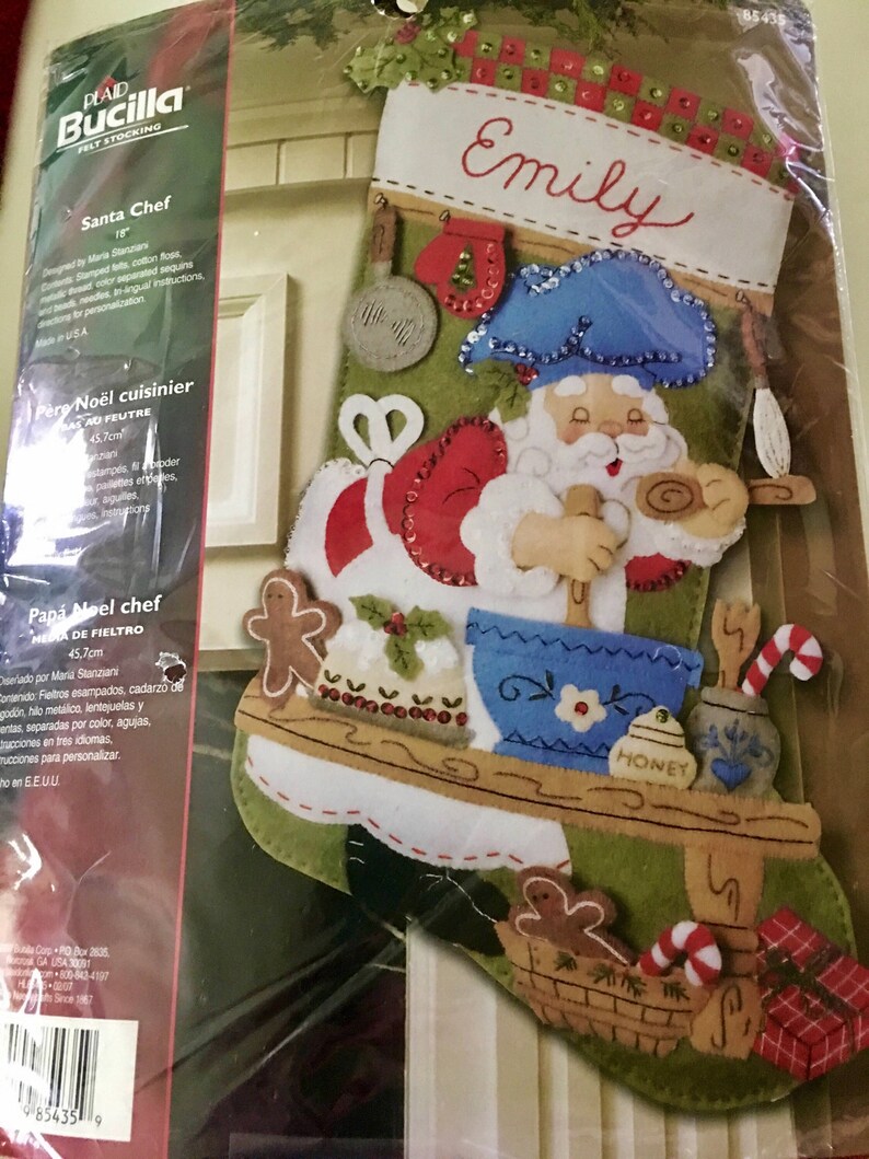 Vintage RARE New Sealed Bucilla Santa Chef Christmas Stocking Kit 18 ...