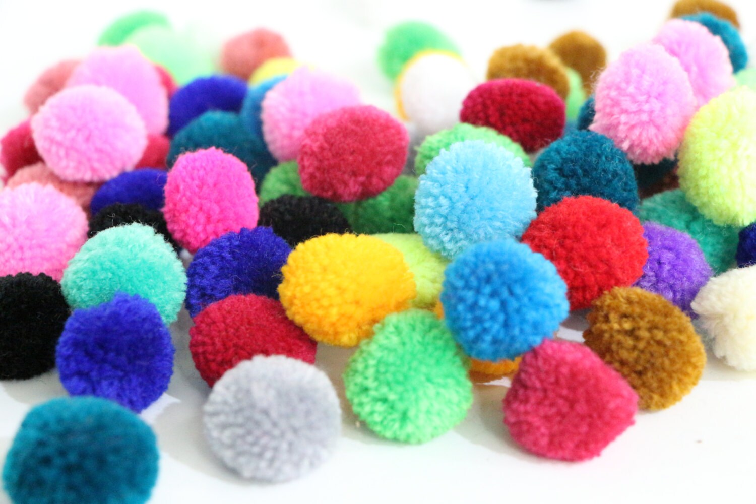 Mixed Colors Yarn Pom Poms Crafty 100 Pieces Jewelry Making / | Etsy