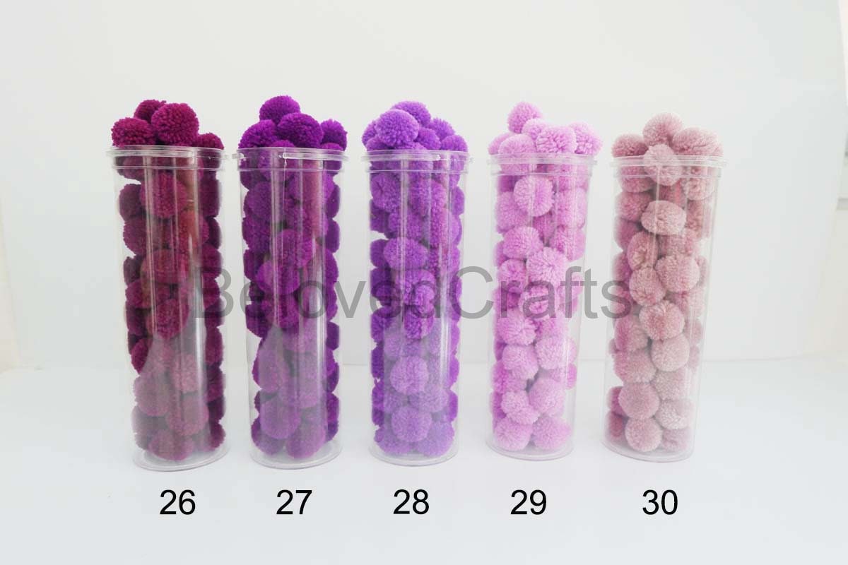 Handmade 100 Pieces of Purple Yarn Pom Poms Crafts Decoration | Etsy