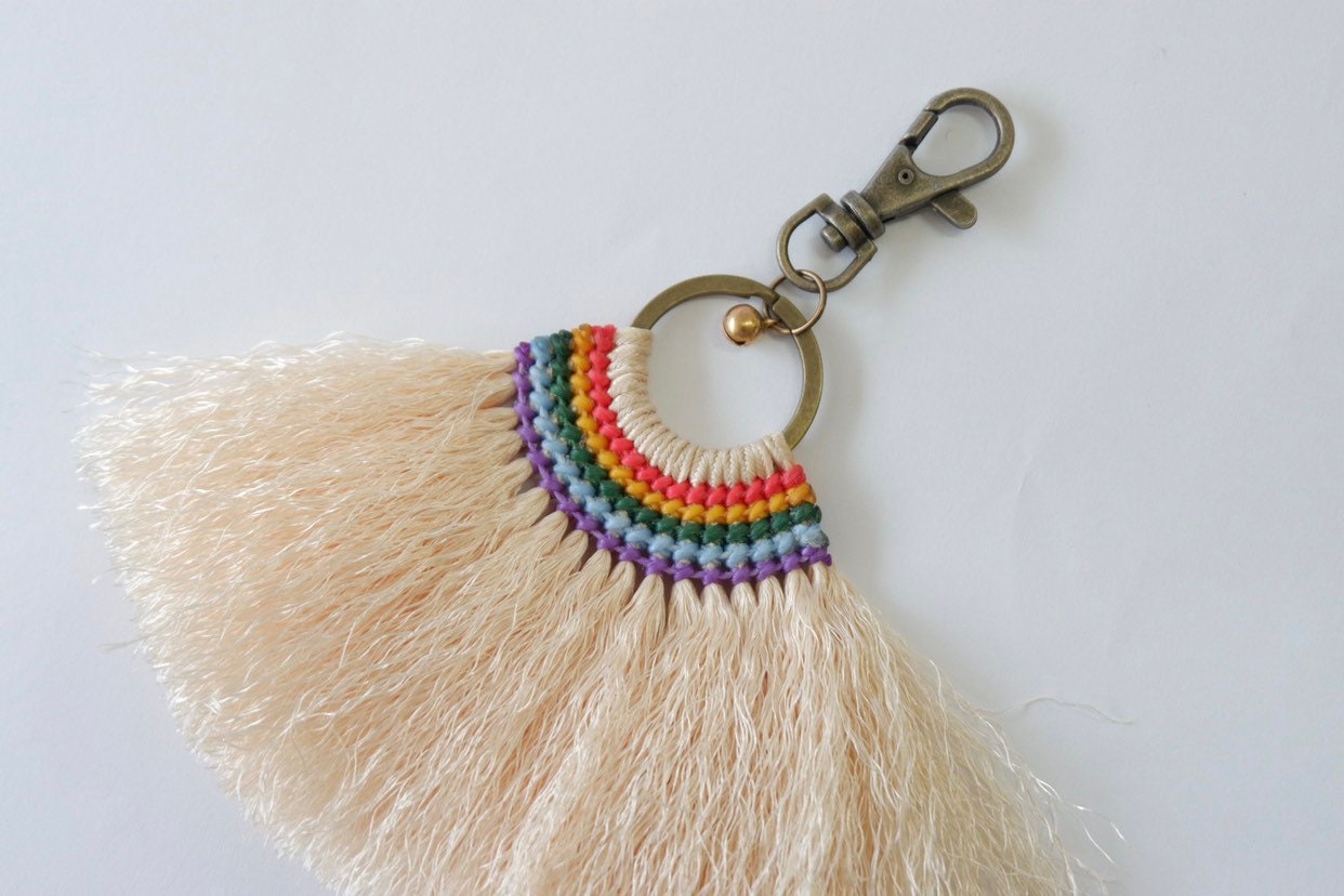 Boho Tassel Keychain Woven With Triple Layer Wax Strings - Etsy