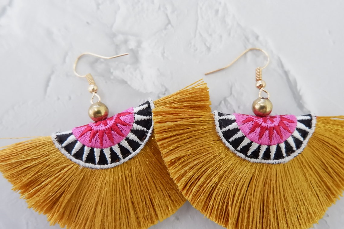 Hmong Jewelry Gold Tassel Earrings 18 - Etsy