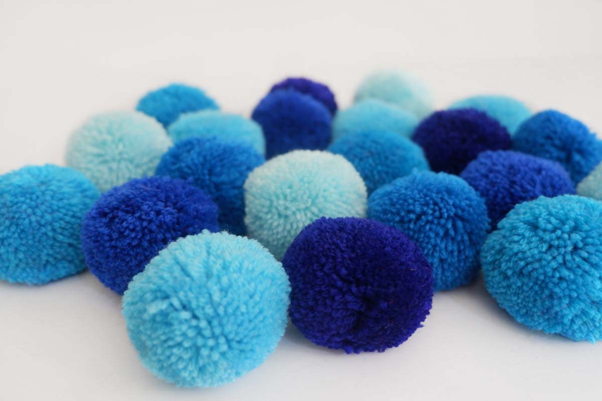10 Pieces Pom Poms Blue Tone Color Handmade Decoration | Etsy