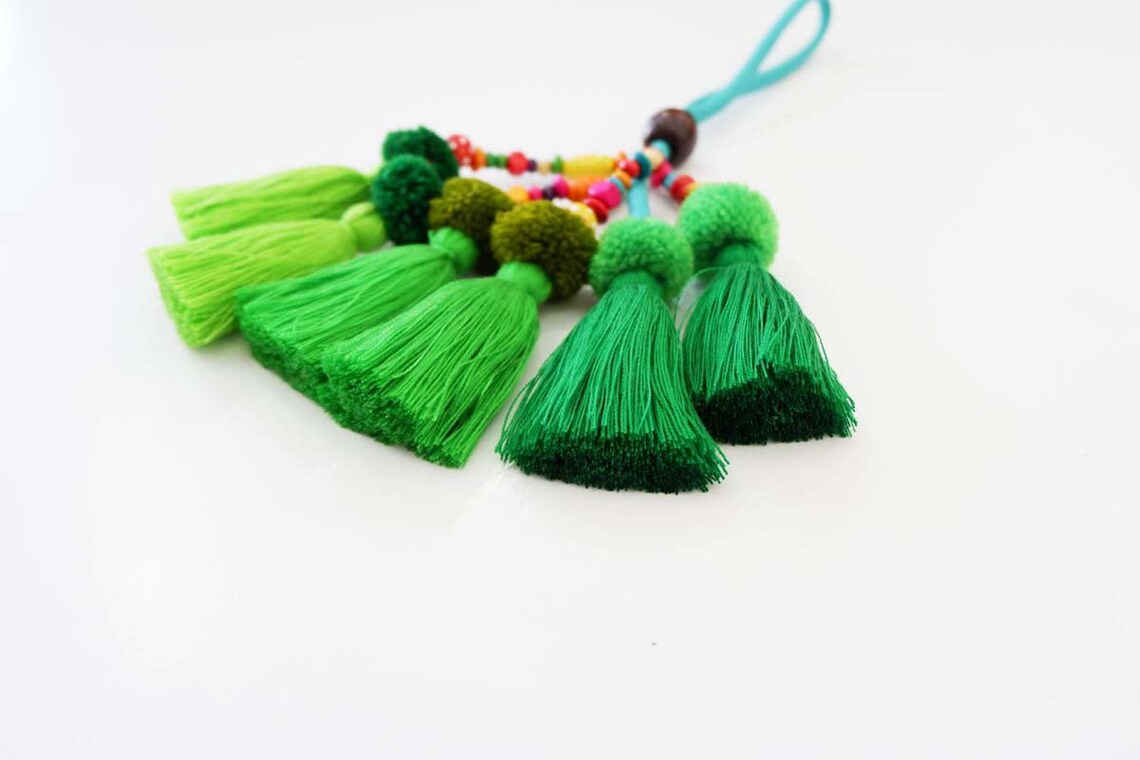 Green Tassel Keychain & Bag Charm - Etsy