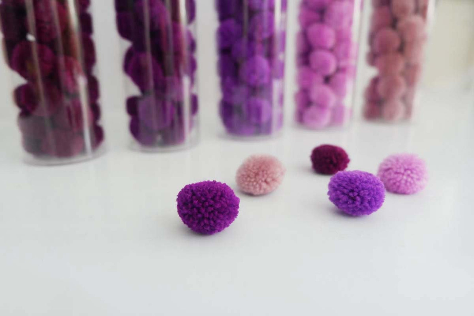 Handmade 100 Pieces of Purple Yarn Pom Poms Crafts Decoration | Etsy
