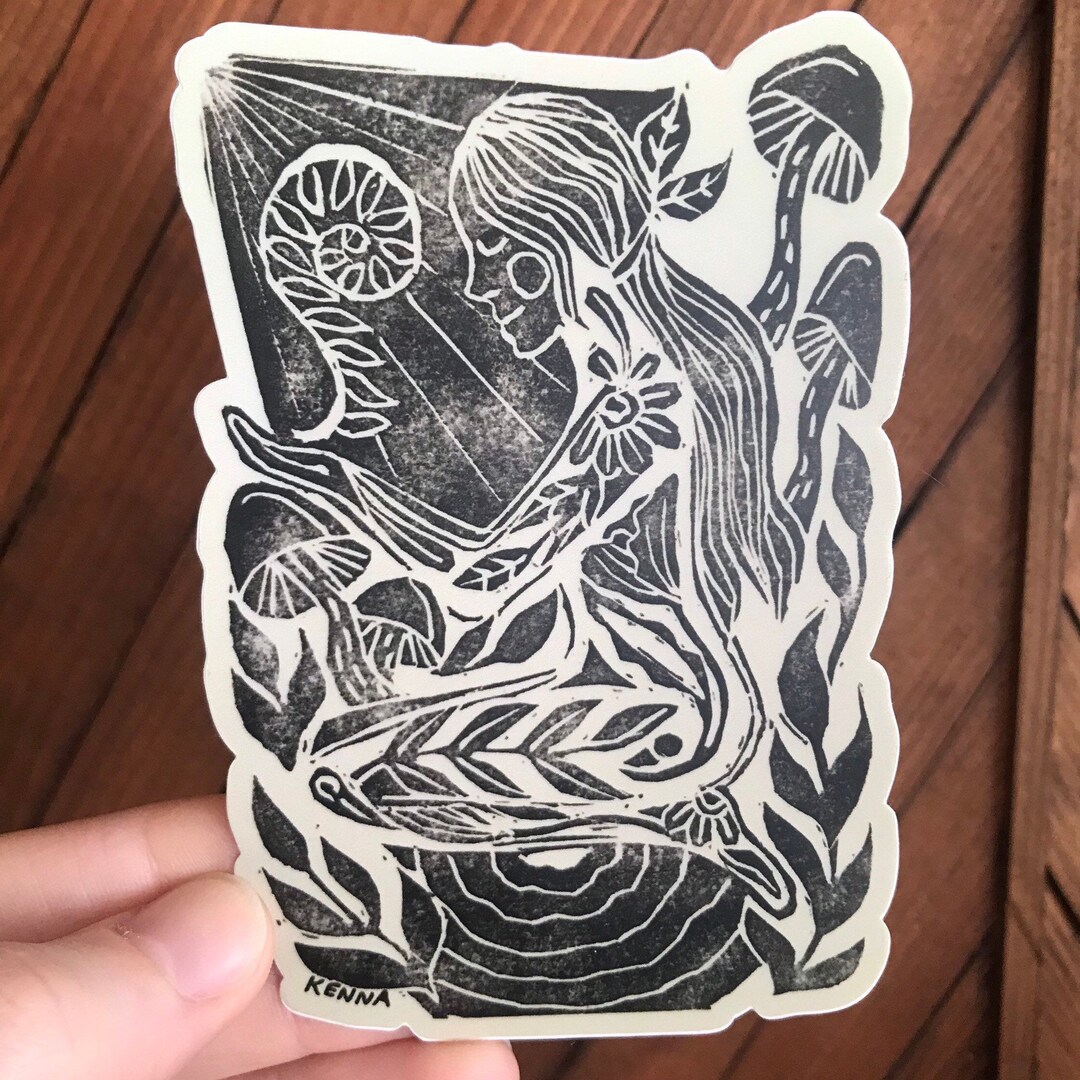 Forest Fern Mushroom Sticker, Divine Feminine Sticker, Nature Sticker ...