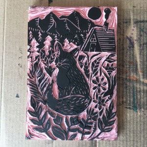 Handmade Fox Art Print Block Printing Stamp Art Print - Etsy