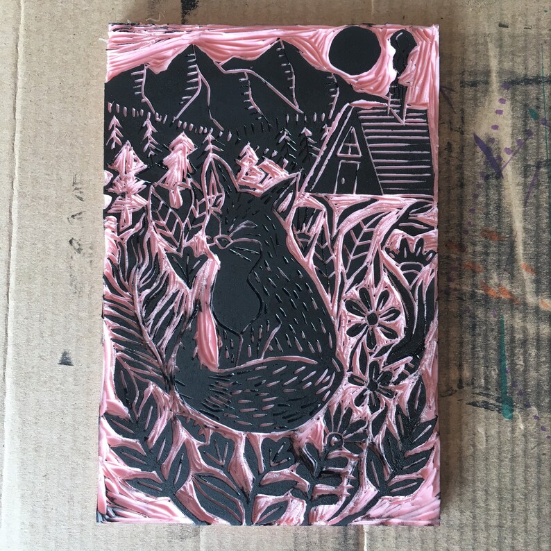 Handmade Fox Art Print Block Printing Stamp Art Print - Etsy