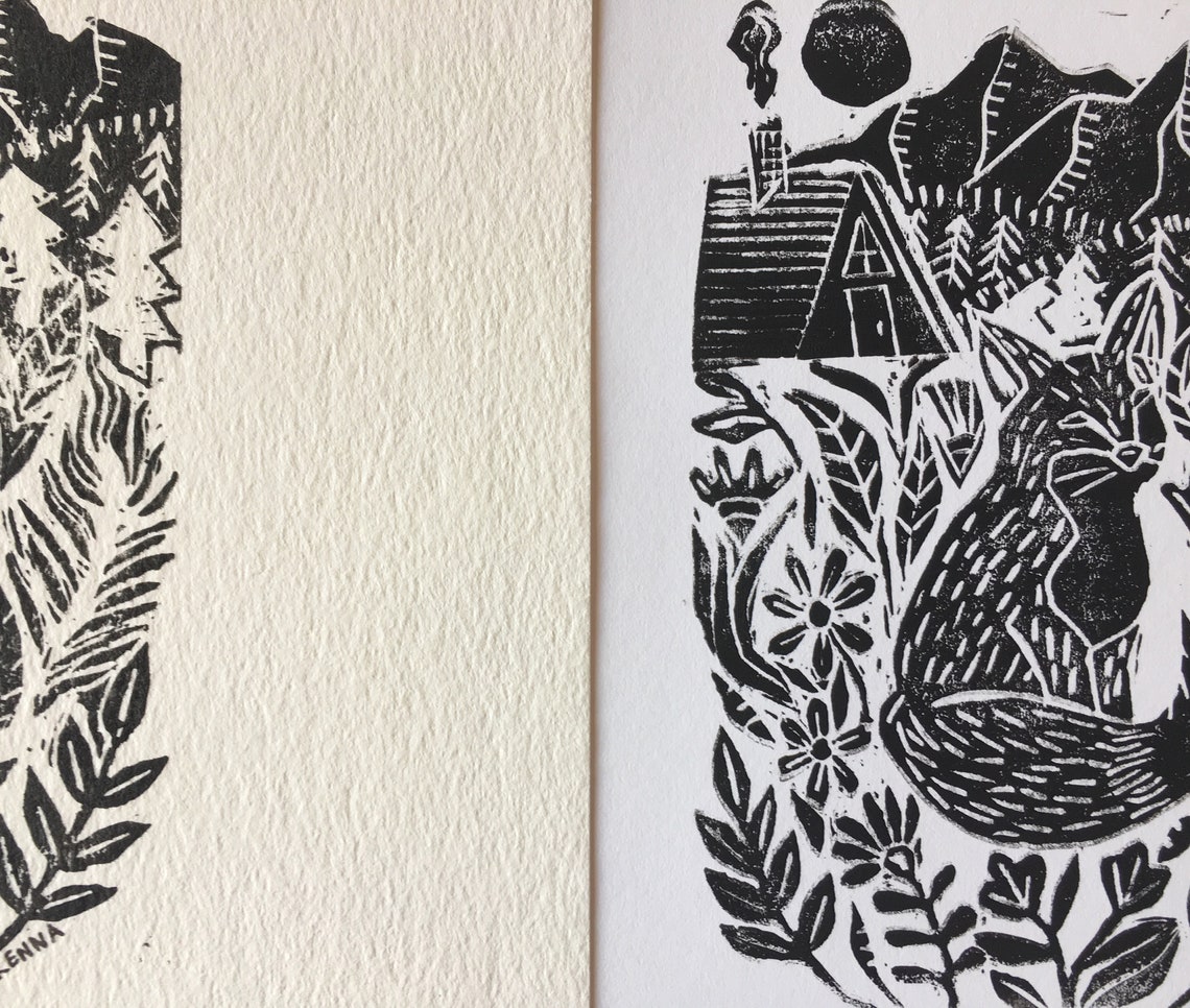 Handmade Fox Art Print Block Printing Stamp Art Print - Etsy