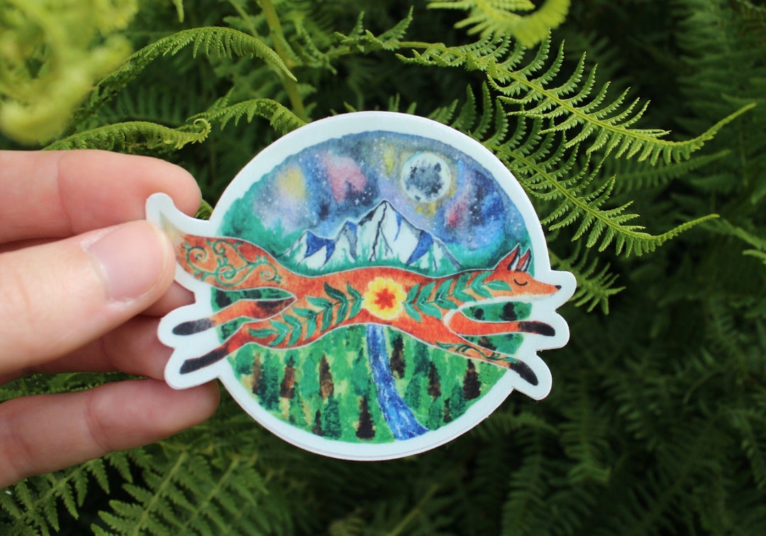Dreamy Fox Vinyl Sticker, Fox Lover, Fox Sticker, Laptop Sticker ...