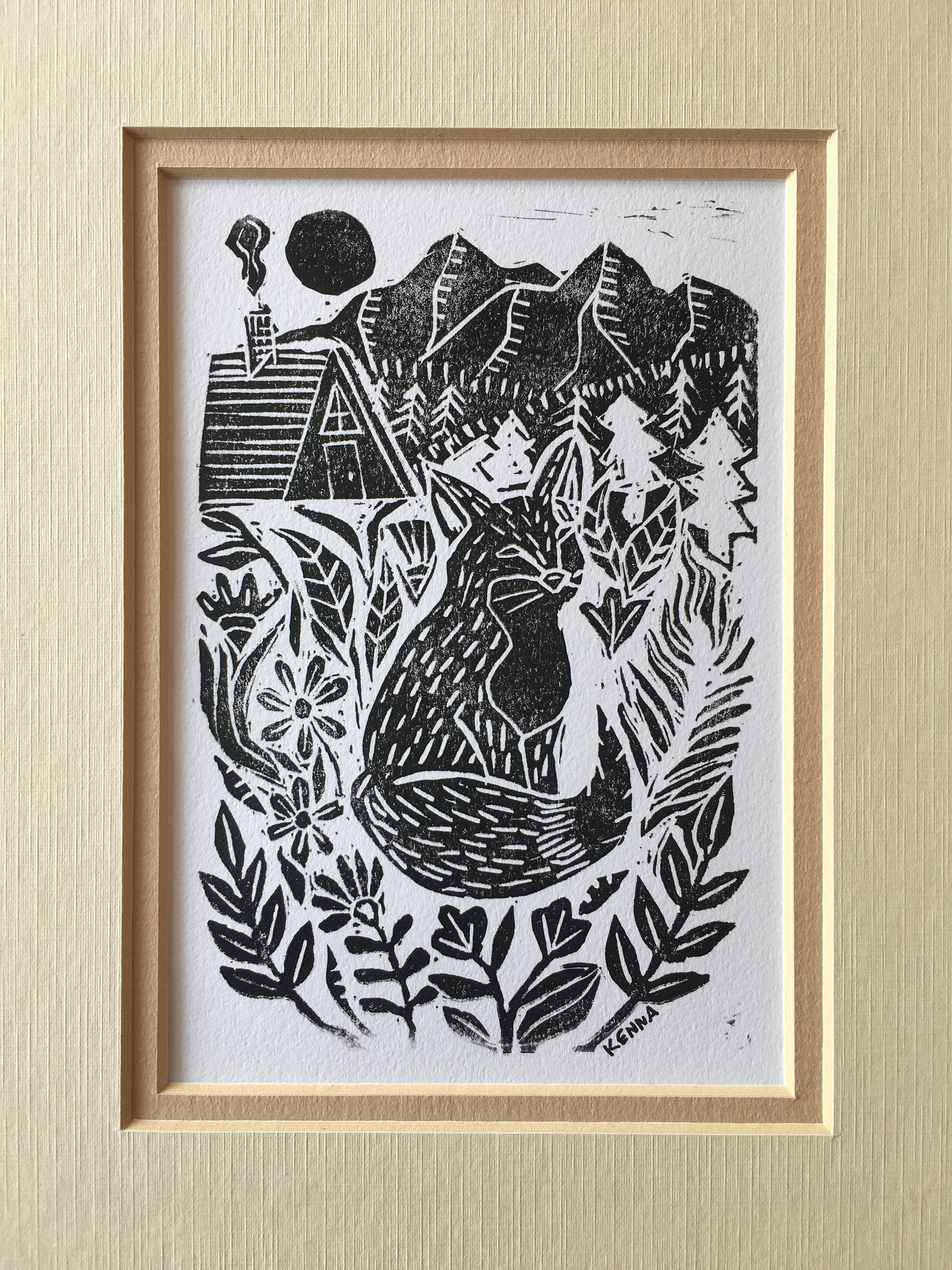 Handmade Fox Art Print Block Printing Stamp Art Print - Etsy