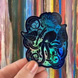Holographic Octopus Vinyl Sticker: Waterproof Ocean Decal - Etsy