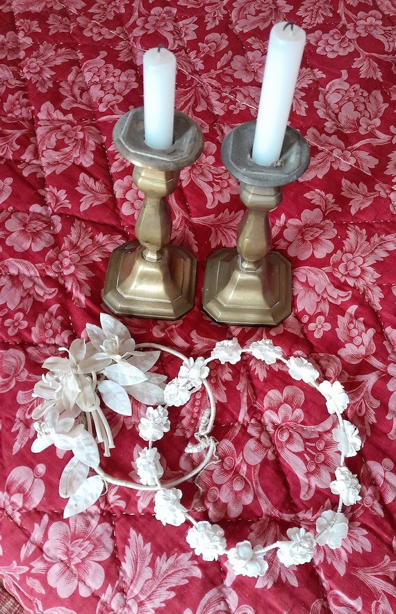 Antique French First Communion Headdress: Waxed Flowe… - Gem