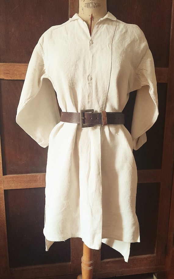 Rustic French Hemp Smock, Shirt, Chemise, Peasant Cho… - Gem