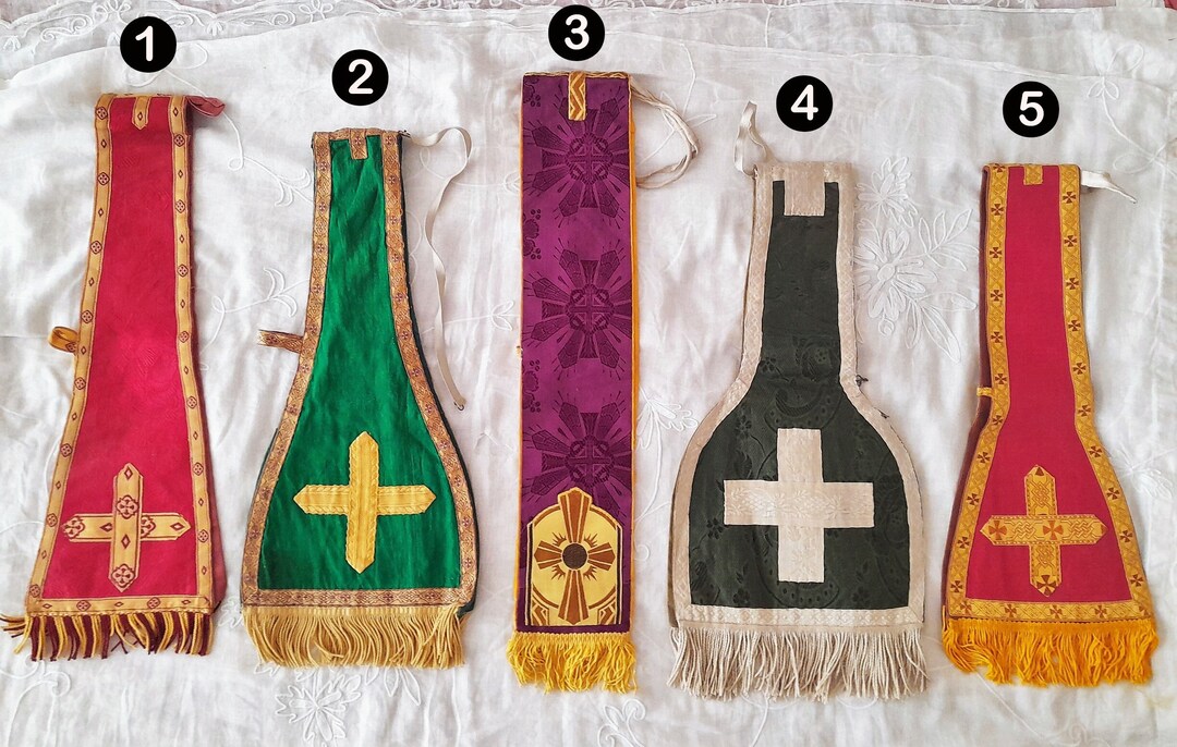 Antiqe French Priests Maniples -religious Vestments, Catholic Mass ...