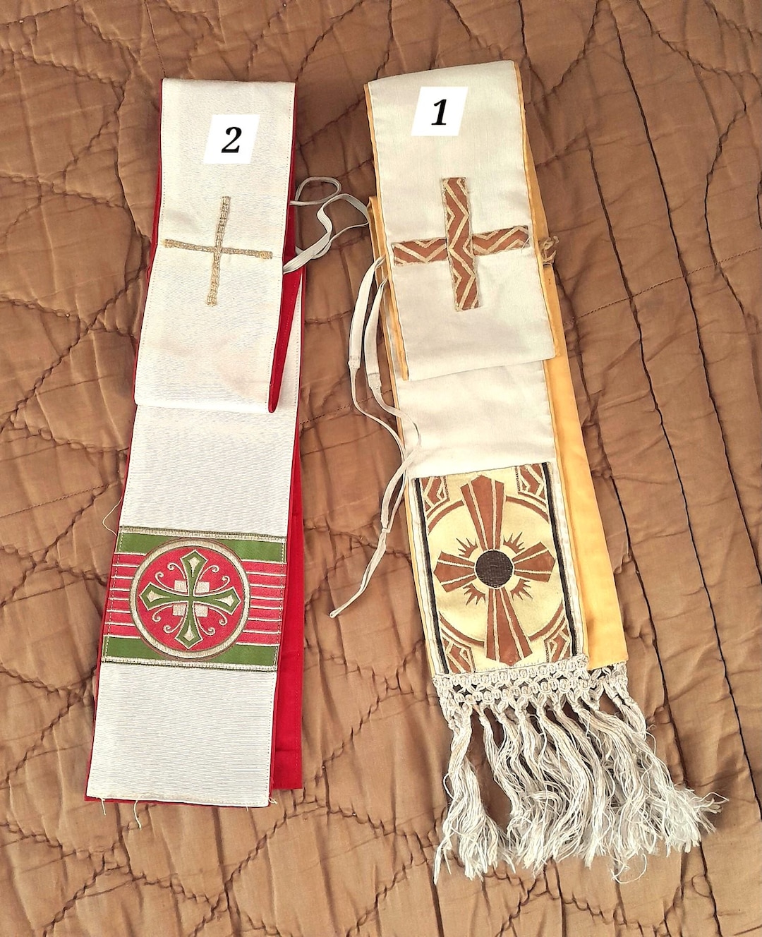 Antiqe French Priests Maniples -religious Vestments, Catholic Mass ...