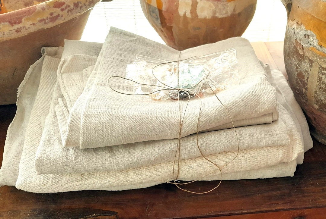 Antique French Linen Bundle: Hemp & Metis Fabric Pieces (2.5kg) - Etsy