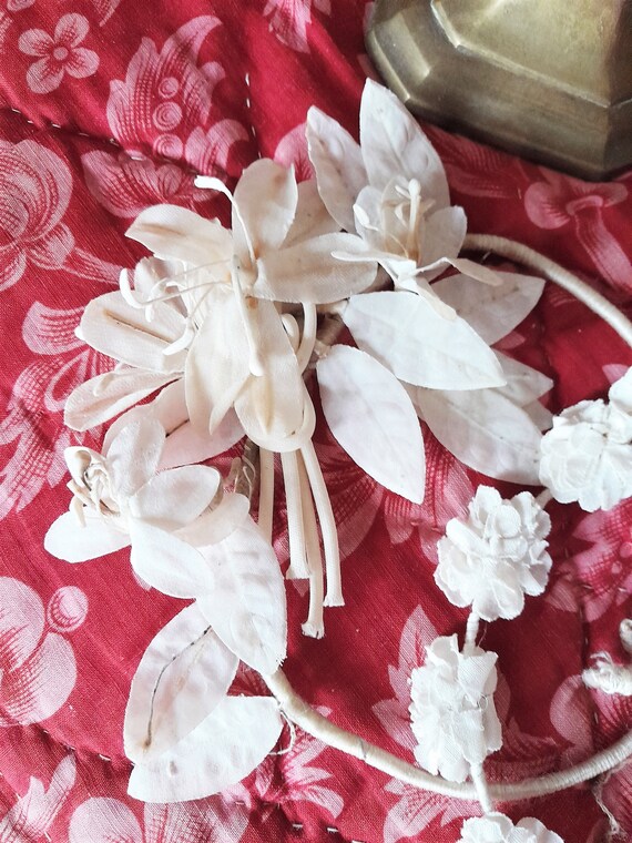 Antique French First Communion Headdress: Waxed Flowe… - Gem