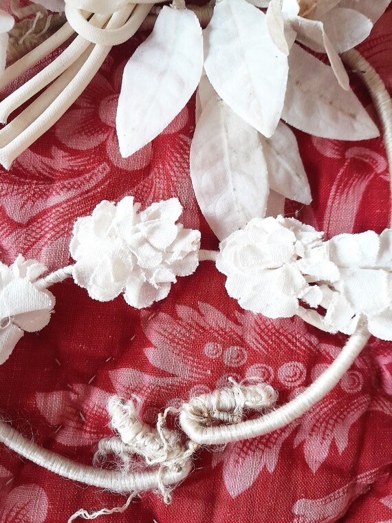 Antique French First Communion Headdress: Waxed Flowe… - Gem