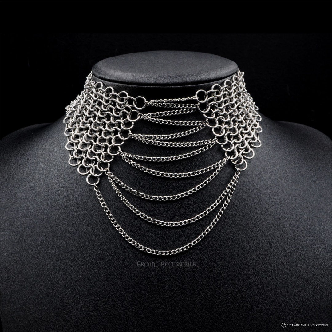 European 4in1 Lace-up Choker Chainmail Choker Stainless Steel - Etsy