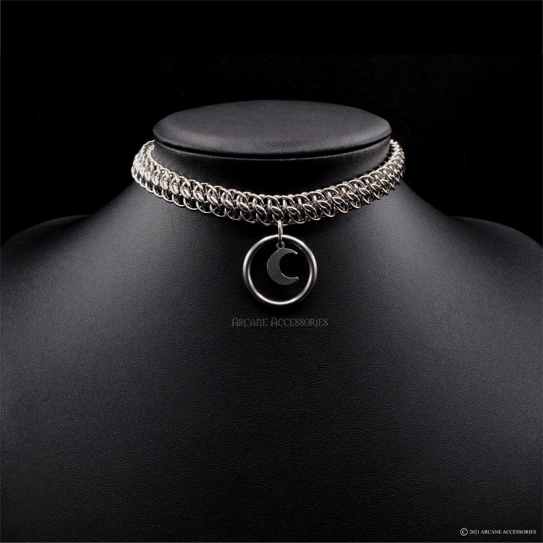 GSG Crescent Moon Choker Chainmail Choker Stainless Steel - Etsy