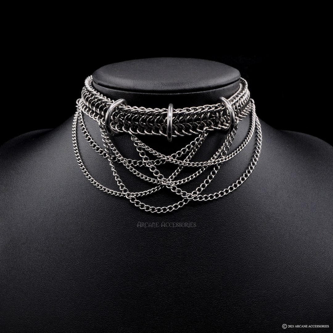 Dragonback D'ring Choker - Handcrafted Stainless Steel Chainmail Choker ...