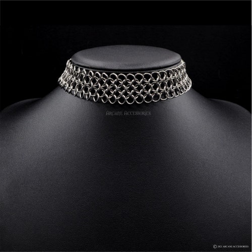 European 4in1 Lace-up Choker Chainmail Choker Stainless - Etsy