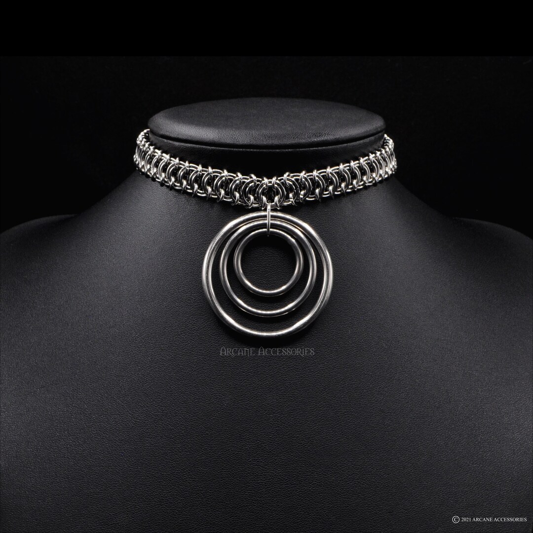 Vertebrae Triple O'ring Choker | Chainmail Choker | Stainless Steel - Etsy