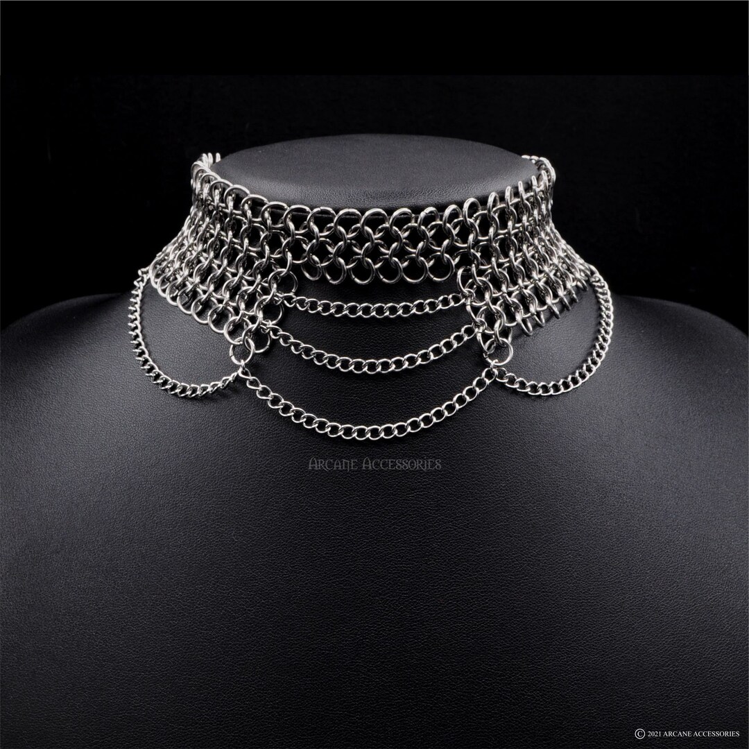 European 4in1 Chain Choker Chainmail Choker Stainless Steel - Etsy