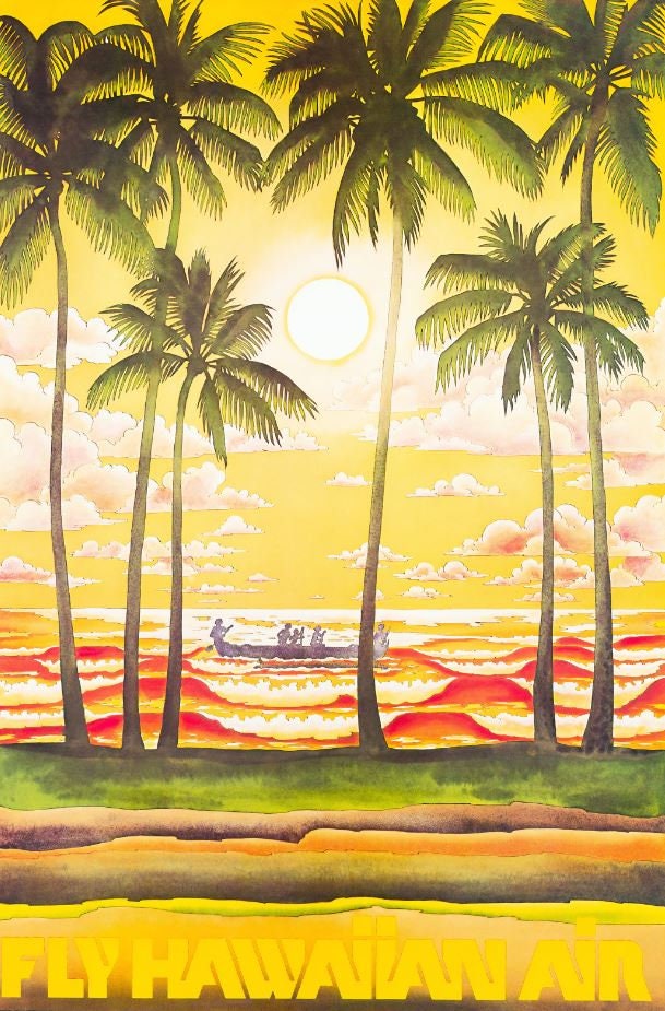 HAWAII TRAVEL POSTER Fly Hawaiian Airlines Vintage Travel - Etsy