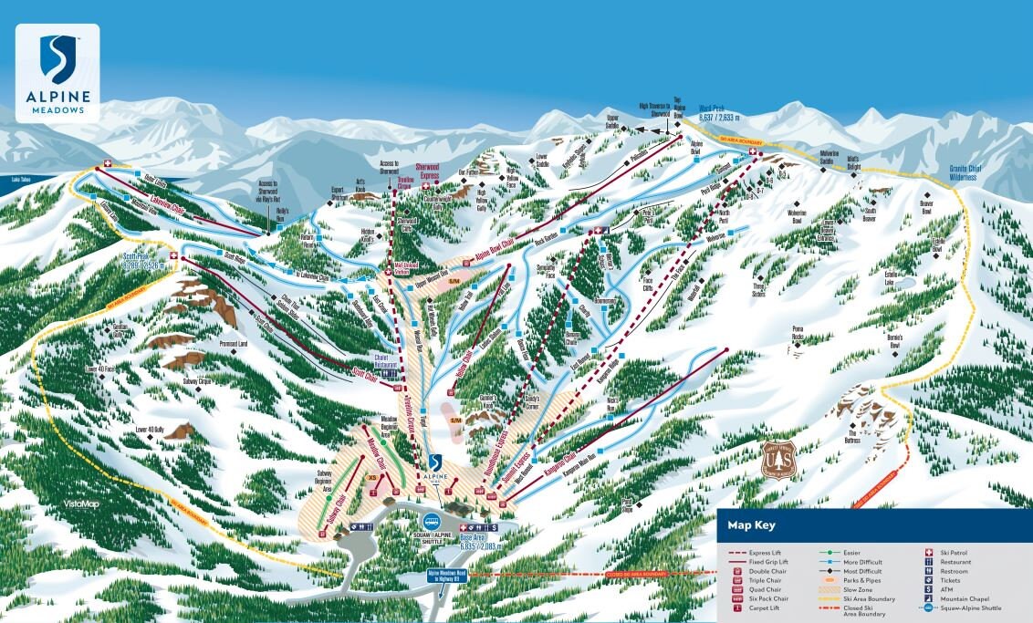 2021 ALPINE MEADOWS Ski Trail Map Ski Home Decor Ski Lodge | Etsy
