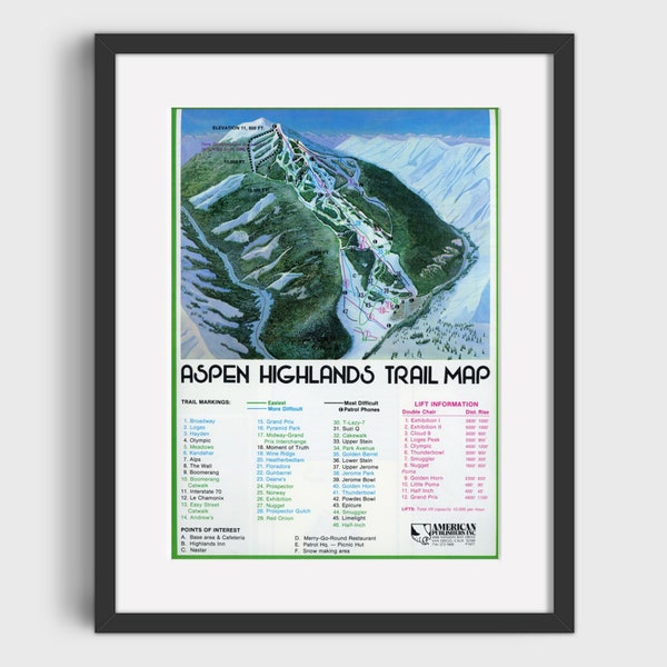 Trail Map Aspen Poster - Etsy
