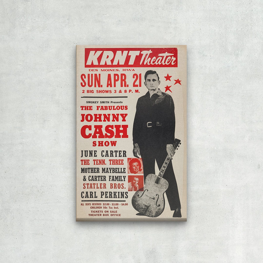 1968 JOHNNY CASH June Carter Concert Poster, KRNT Theater Wrapped ...