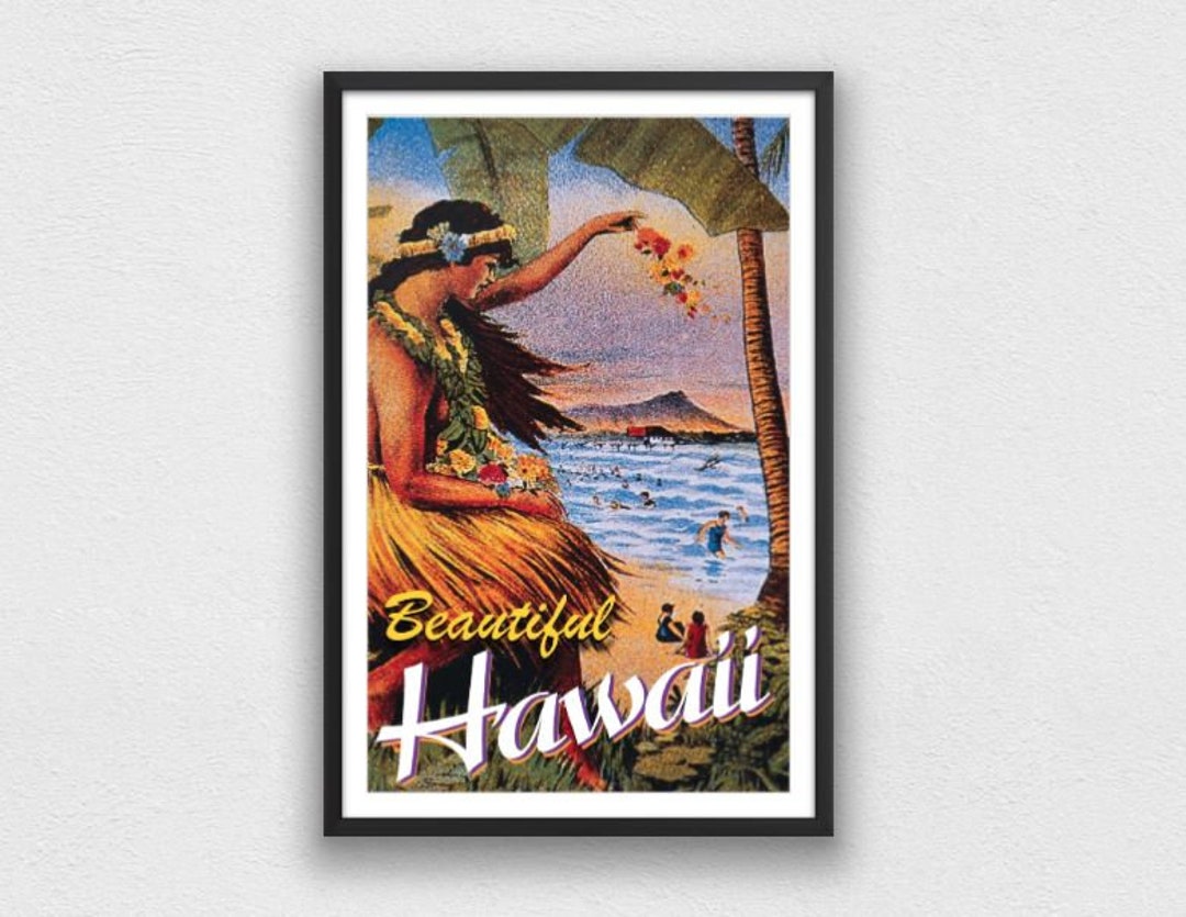 HAWAII TRAVEL POSTER Vintage Travel Poster, Surf Art, Retro Travel ...
