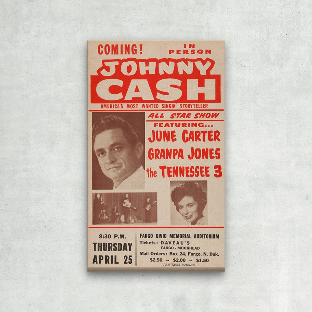 1963 JOHNNY CASH Ring of Fire Concert Poster With June Carter Wrapped ...
