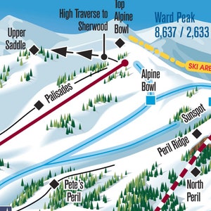 2021 ALPINE MEADOWS Ski Trail Map Ski Home Decor, Ski Lodge Wall Decor ...