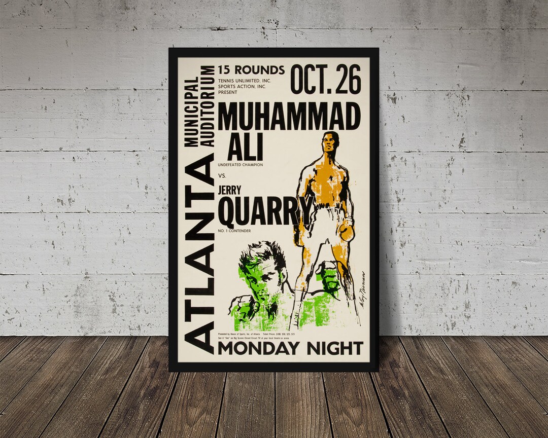 1970 MUHAMMAD ALI Vs. Jerry Quarry Fight Poster Cassius Clay Print ...