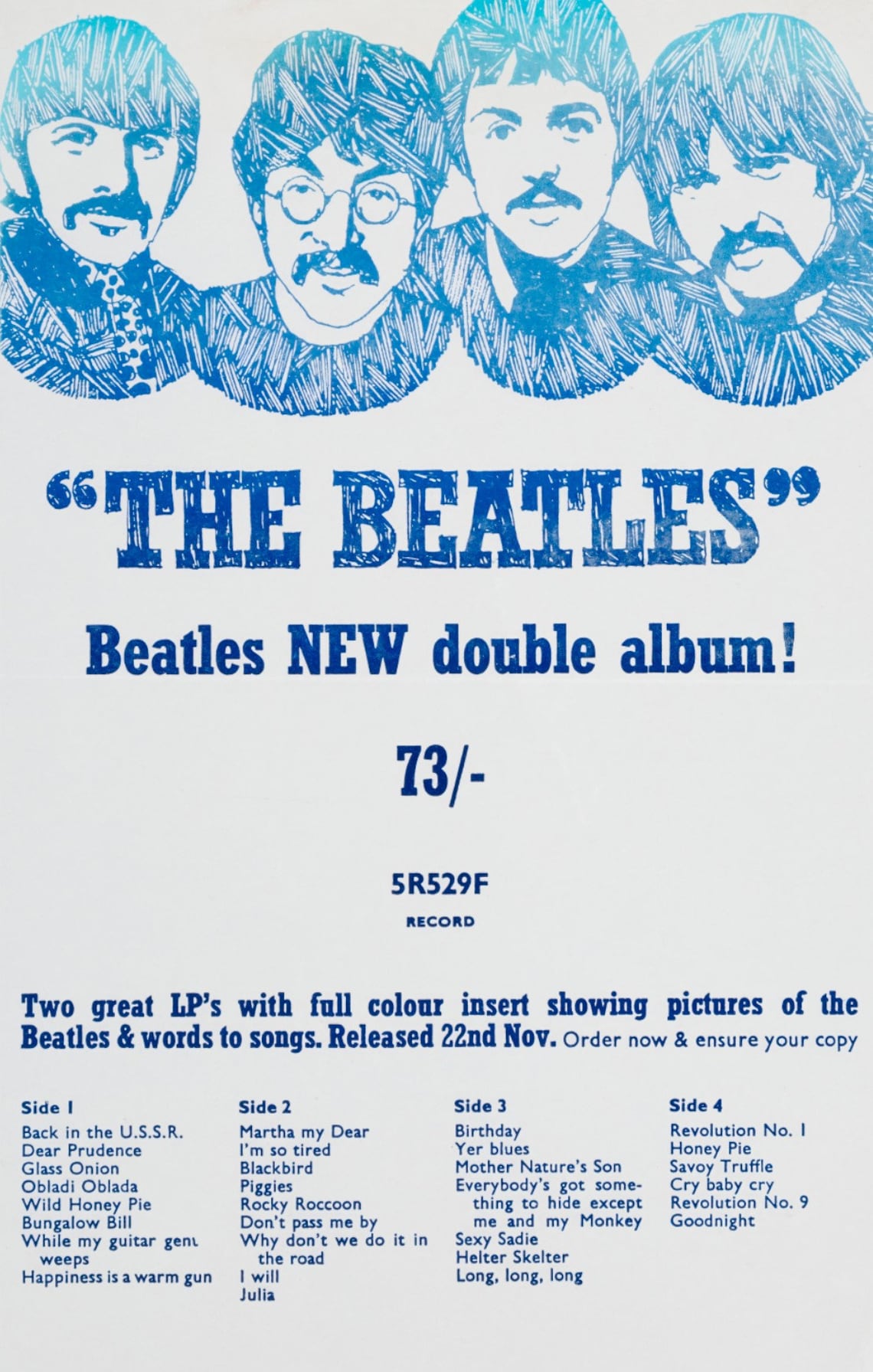 1968 THE BEATLES Promo Poster Beatles Poster John Lennon - Etsy