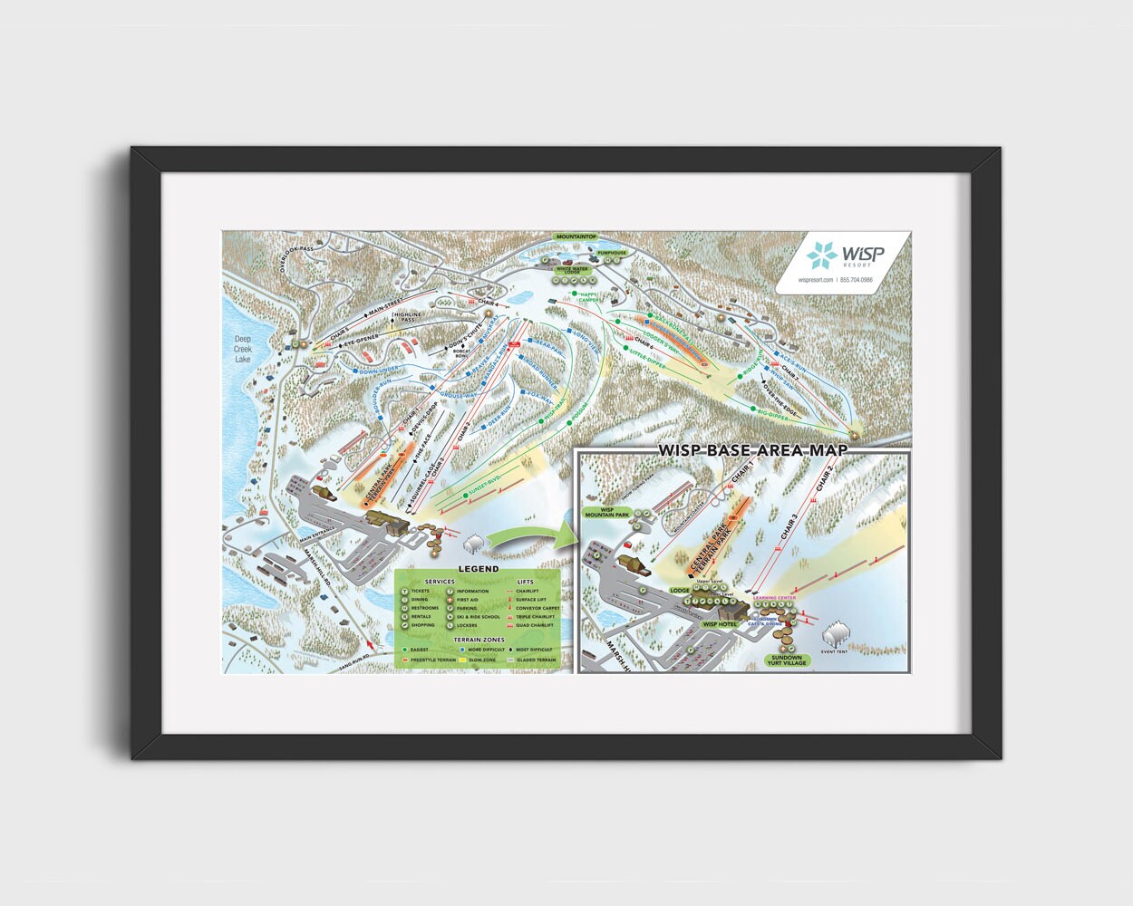 2021 WISP RESORT Ski Trail Map Ski Home Decor Ski Lodge | Etsy