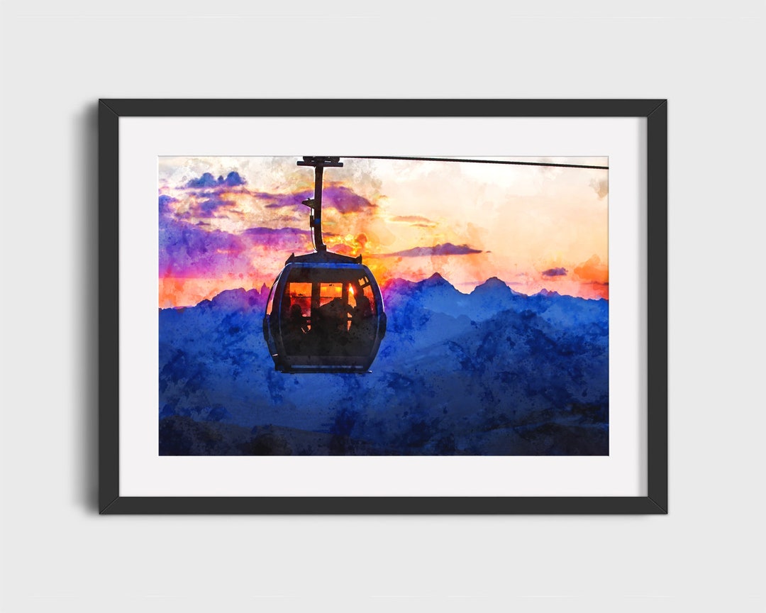 MAMMOTH MOUNTAIN GONDOLA Watercolor Painting Vintage Ski Art, Ski Home ...