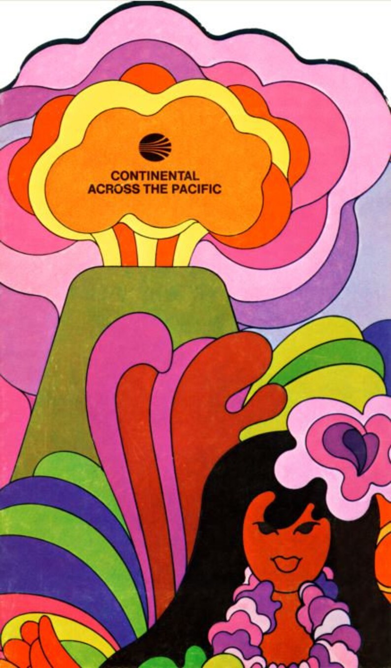 HAWAII TRAVEL POSTER Continental Airlines Vintage Travel - Etsy