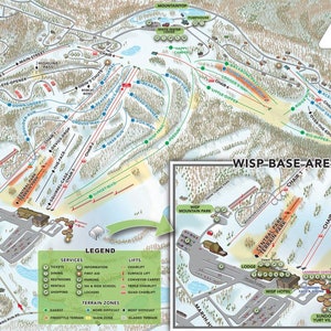 2021 WISP RESORT Ski Trail Map Ski Home Decor Ski Lodge - Etsy
