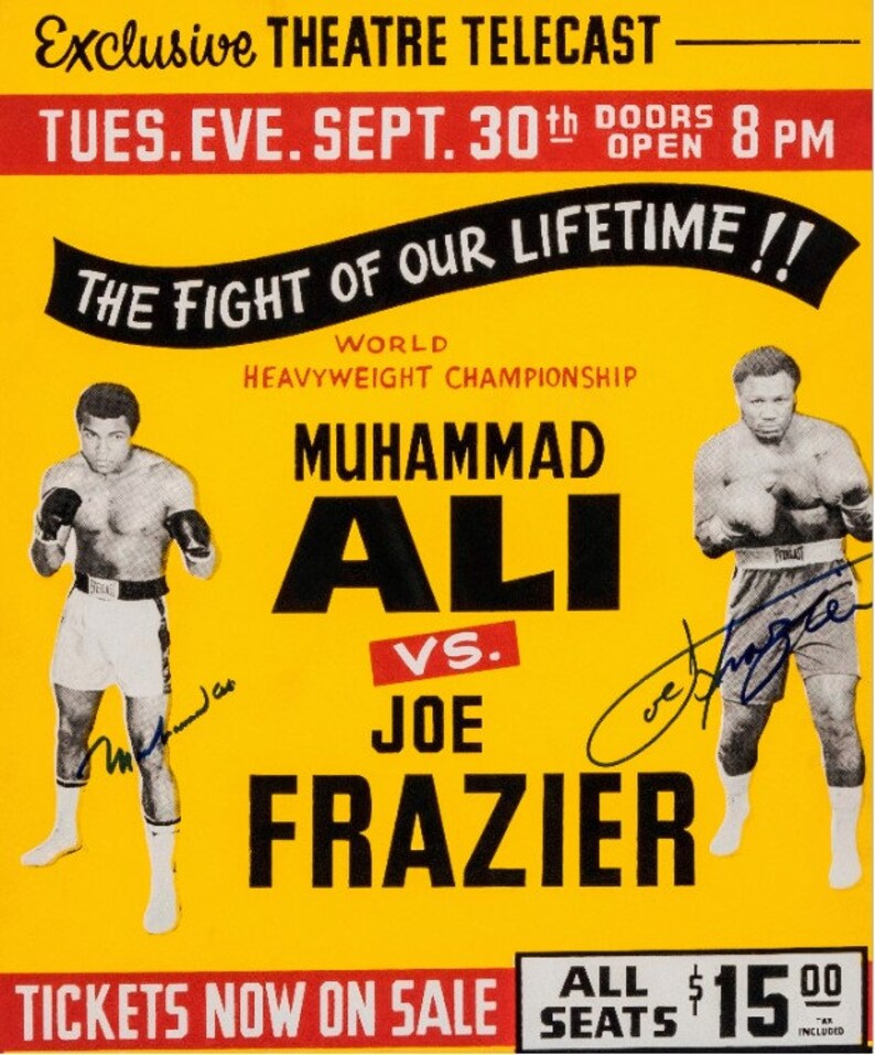 Muhammad Ali Vs Joe Frazier Fight Poster Cassius Clay Etsy