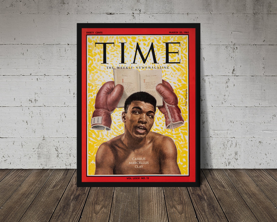 1963 MUHAMMAD ALI Time Magazine Cover Print Cassius Clay - Etsy